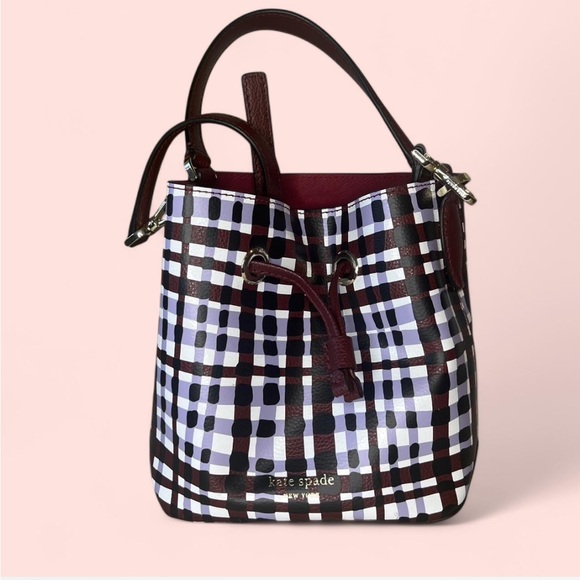 kate spade | Bags | Kate Spade Burgundy And White Checkered Womens Bag ...